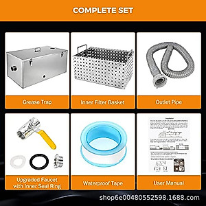 Commercial Grease Separator, Stainless Steel Waste Water Oil Separator Stainless Steel, Under Sink Oil Water Separator, Grease Separator For Restaurant Kitchens, Hotels And Buffets, 35*20 20cm