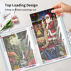 A3 Diamond Painting Storage Book, 60 Views Art Portfolio Presentations Folder with 30 Pages Protectors, 17.3x12.8in