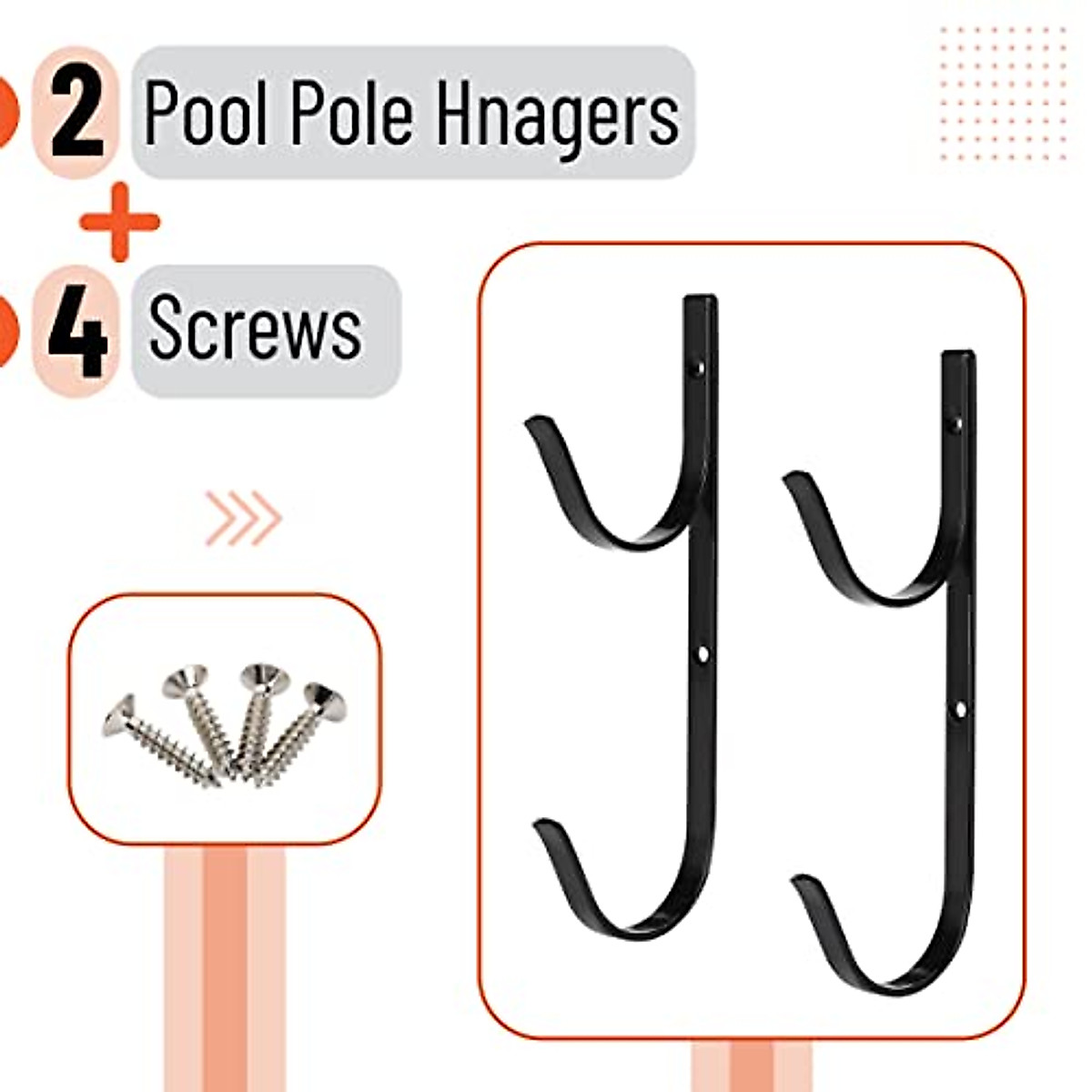 UNCO- Pool Pole Hanger, 2 Pack, Pool Hooks for Poles, Pool Equipment Hooks, Pool Pole Hooks, Hooks for Pool Supplies, Pool Hooks for Poles and Hose, Pool Hooks, Pole Hangers, Pools Accessories