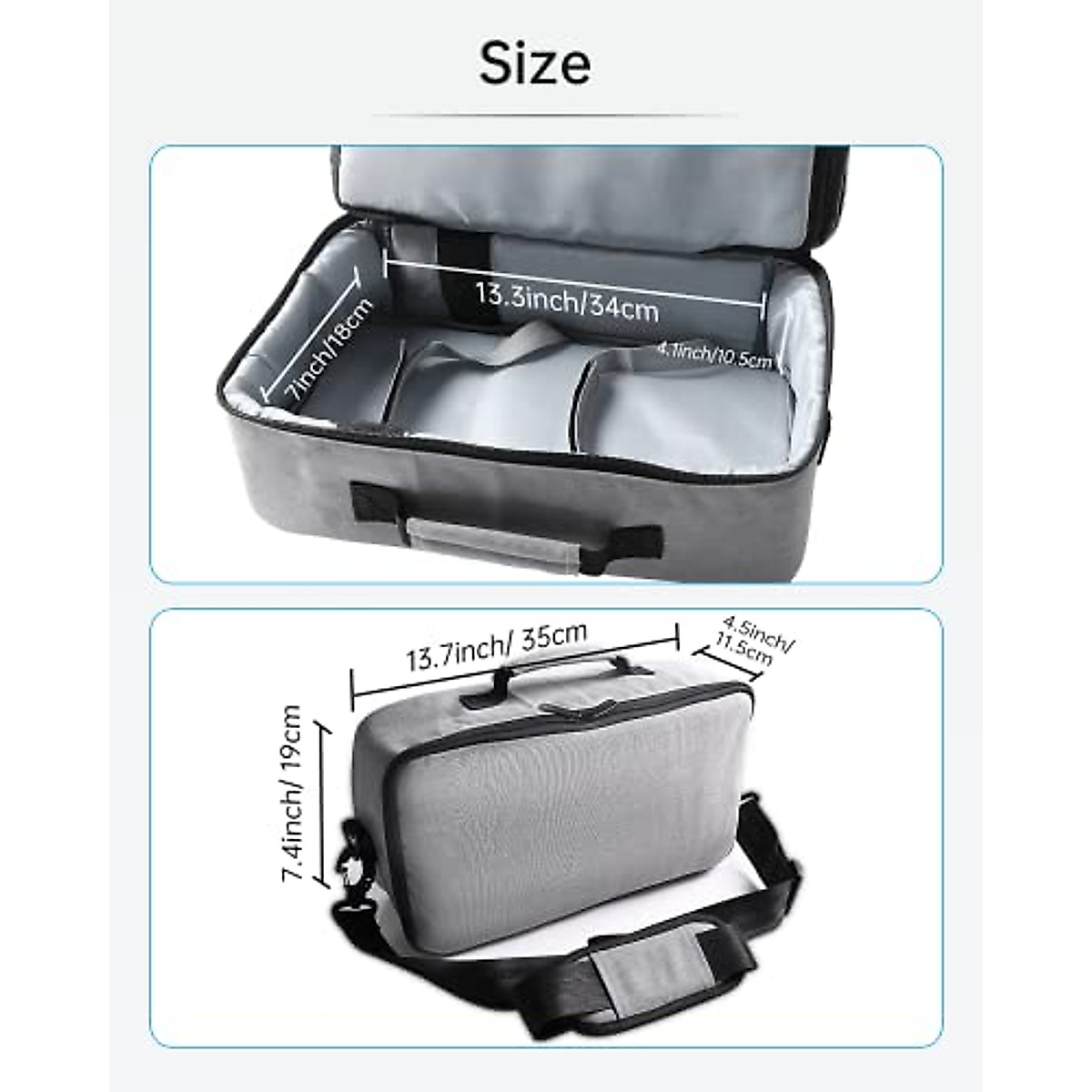 Projector Case, smanic Projector Travel Carrying Bag with Adjustable Shoulder Strap & Compartment Dividers for for Acer, Epson, Benq, LG, Sony (Large)