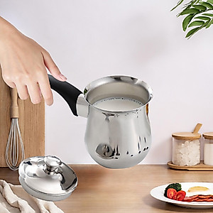 IEUDNS Coffee Pot Milk Warmer Small Saucepan, Butter Melting Pan Portable Butter Warmer Pot Stainless Steel for Home Restaurant, 360ml