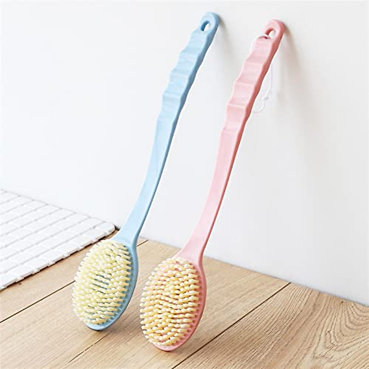 INGVY Dry Brushing Body Brush Bath Brush Back Body Bath Shower Sponge Scrubber Brushes with Handle Exfoliating Scrub Skin Massager Exfoliation Bathroom Brush (Color : Pink)