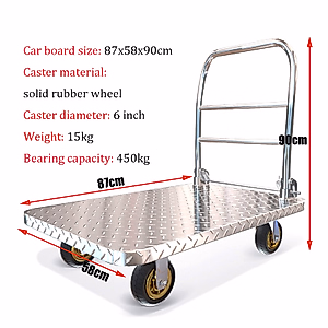 Platform Trucks Hand Push Platform Truck with Mute Wheels, Folding Platform Trolley, for Loading and Storage, 350-500kg Weight Load (Size : 87x58x90cm)