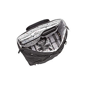 Petunia Pickle Bottom Cinch Convertible Diaper Bag Backpack for Busy Parents, Stylish, Spacious, & Secure, Fits All Essentials for Everyday Use or Travel (Midnight Leatherette)