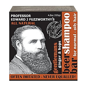 Professor Fuzzworthy's Gentlemans BEER Beard Hair SHAMPOO Bar for Normal, Dry, Oily Hair | SCENTED with All Natural Oils From Tasmania Australia - 4.2 oz