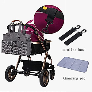 Diaper Bag Tote with Changing Station Upgrade Multi-Function Baby Bag with Adjustable Shoulder Strap Insulated Pockets (Gray)