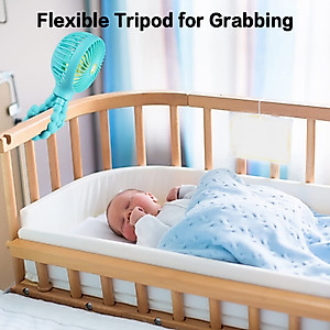 Portable Stroller Fan, With Flexible Tripod and 3 Speeds Clip On Car Seat Fan Mini Small Personal Handheld Battery Powered USB Fan, for Pram Crib Bike Treadmill Camping and Student Bed Desk
