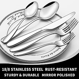 30 Piece Silverware Set, Flatware Set for 6, Amafox Food-Grade Stainless Steel Cutlery set, Home Kitchen Utensil Set, Include Knifes Forks and Spoons Silverware Set, Mirror Finish, Dishwasher Safe
