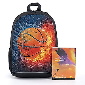 CAIWEI 17 Inch American Football Backpack School Bag (Burning basketball)