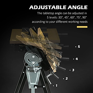 HOMCOM Work Bench Tool Stand with Adjustable Height and Angle, Carpenter Saw Table with 4 Clamps, Steel Frame, 220lbs Capacity