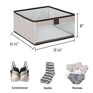 StorageWorks Fabric Storage Bins with Clear Window and 2 Handles, Foldable Closet Organizers for Shelves, Drawer Organizers for Clothing, Mixing of Brown and Gray, Medium, 2 Pack
