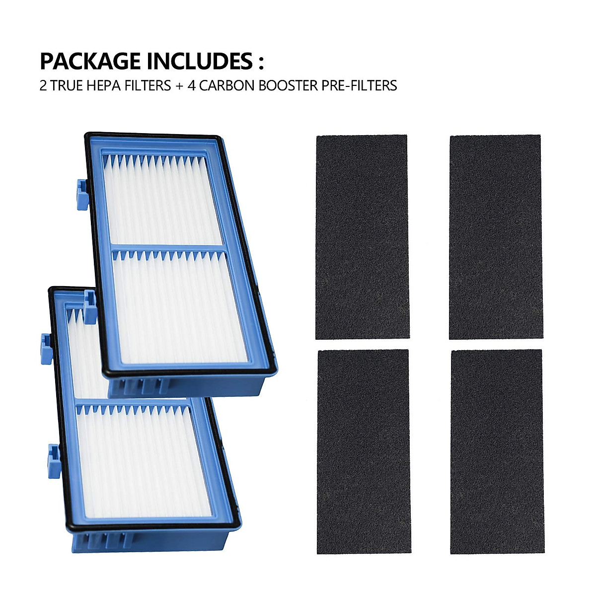 Pulluty True HEPA Filters Compatible with Holmes Aer1 Purifier Filter Replacement Parts # HAPF30AT, HAP242-NUC (2 HEPA Filters + 4 Booster Pre Filters)