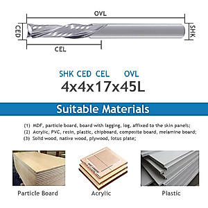 Downcut Spiral Router Bits 5/32 inch Shank, 5/32 inch Cutting Diameter,0.67 inch Cutting Length,Solid Carbide CNC Router Bits End Mill for Wood Cut, Carving