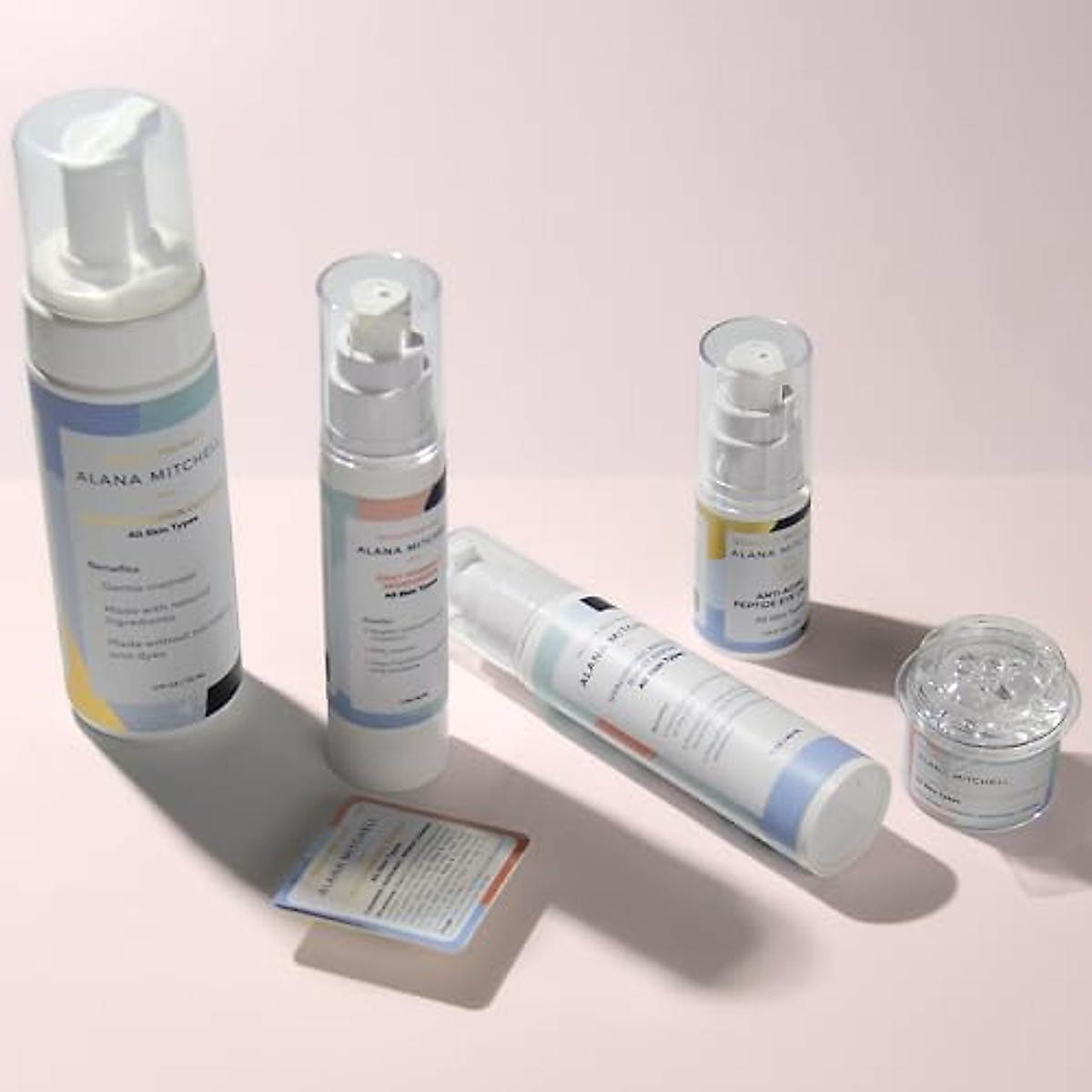 Alana Mitchell At Home Facial Kit (7 Pc Set) - Multiple Facials w/Eye Cream, Face Cleanser, Vitamin C Moisturizer, Hyaluronic Acid Serum, Facial Mask & Exfoliating Sponge (x2) – For All Skin Types