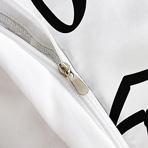 AILONEN Couple You and Me Duvet Cover Set Queen Size,3 Pieces Black and White Comforter Cover Set,Love Hearts Print Quilt Cover with 2 Pillowcases