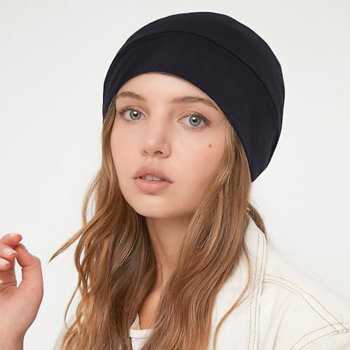 Qearl 3 PCS Cotton Skull Caps,Lightweight Beanie Sleep Hats Sweat Wicking Cycling Running Hat Helmet Liner for Men Women Multicolor