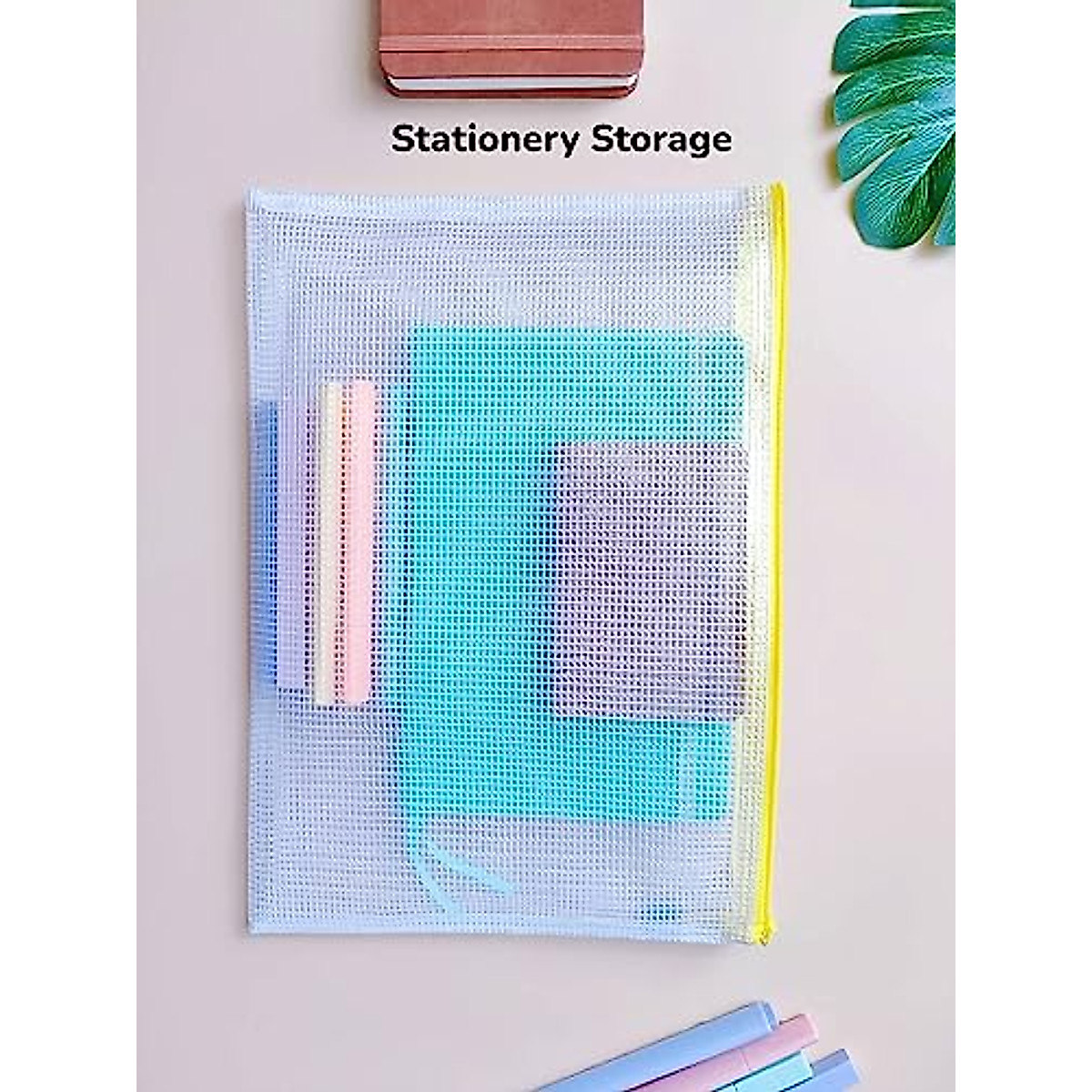 CHIF HAUTH 20pcs Mesh Zipper Pouch Bags, Waterproof Zipper Bags in A4 Size, Ideal for Organizing Office Supplies, Cosmetics, Stationery, and Board Games Storage