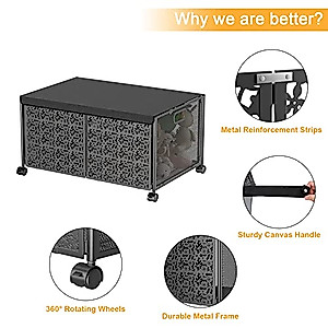 SHIISEWE Toy Storage Box, Metal Toy Organizers and Storage Bins, Large Toy Box for Boys Girls, 70L Toys Storage Chest with Wheels, Collapsible Kids Toy Storage Organizer for Nursery, Playroom