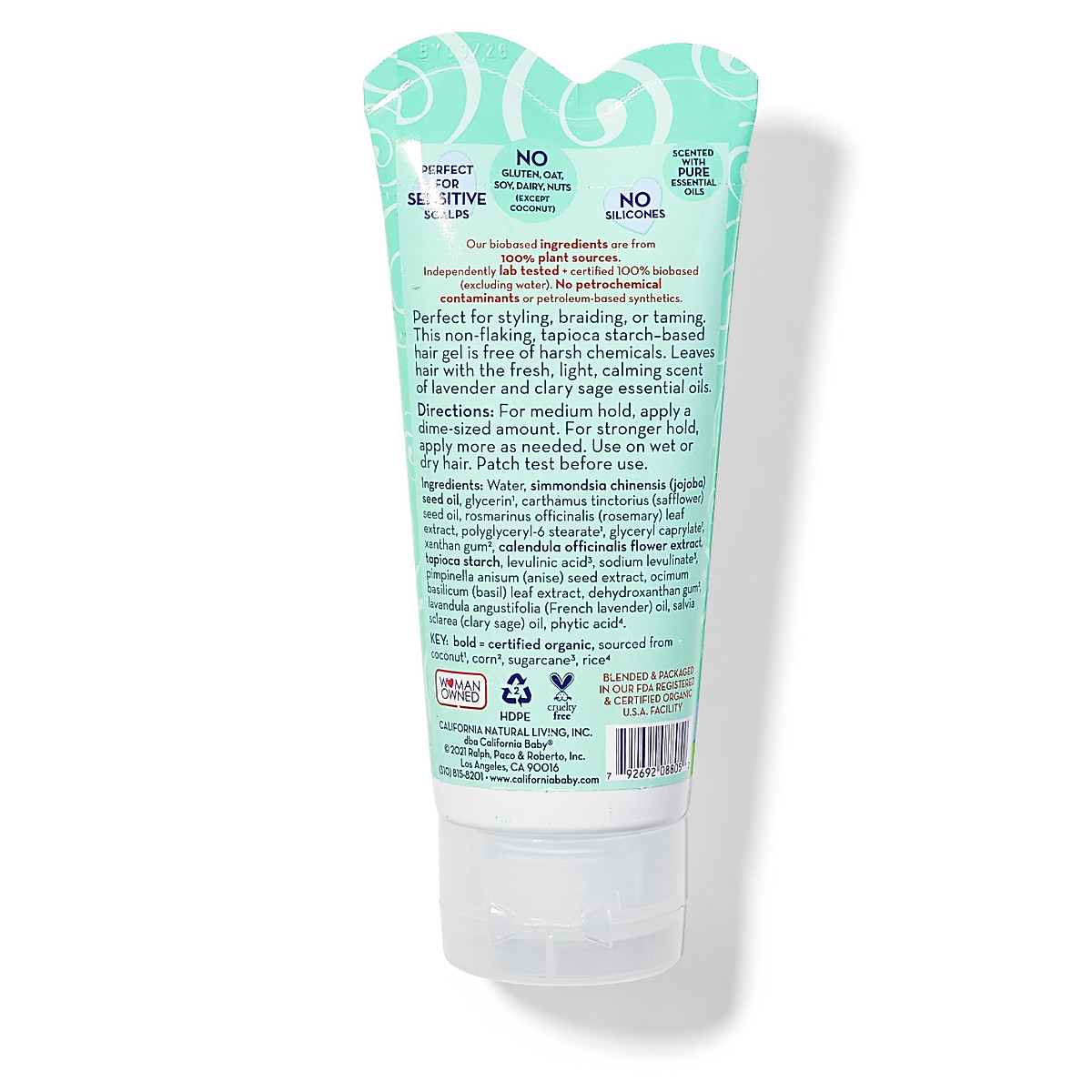 California Baby Calming Jelly Mousse Hair Gel | 100% Plant-Based (USDA Certified) | Kids Hair Gel | Medium-Hold | Lavender Scent | Allergy Friendly | Non-Sticky Baby Hair Gel | 82 g / 2.9 oz.