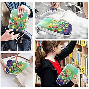 ZZKKO Abstract Floral Watercolor Painting Pencil Bag Case Zipper Pencil Holder Organizer Stationary Pen Bag Cosmetic Makeup Bag Pouch Purse for School Office Supplies