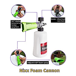 Snow Foam Cannon with 1/4 Inch Quick Connect Use to be Pressure Washer Sprayer Gun, 5-in-1 High Pressure Spray Nozzle Tips Car Wash Soap Attachment Kit, Foaming Cleaner Tool