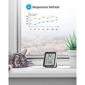 Govee Bluetooth Hygrometer Thermometer, Large LCD, Max/Min Records, 2-Year Data Storage - Black, 2 Pack