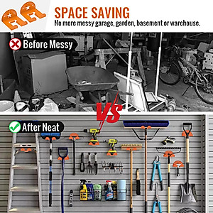 Sulythw 2 Pack Trimmer Rack Garage Garden Power Tool Hanger for Grass Trimmer, Hedge Trimmer, Garage Wall Weed Eater Hanger Holder Garage Trimmer Power Tool Organizer Storage Wall Mount (Orange)