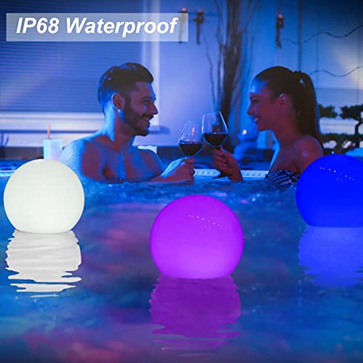Solar Pool Lights Floating, IP68 Waterproof Hot Tub Light Glow Balls ...