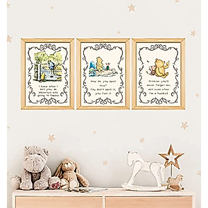 Unbala Classic Winnie Wall Decor Pooh Bear Quotes Prints Pattern A, 5x7 Inch Adorable For Baby Shower Decorations Nursery Art Birthday Centerpiece
