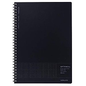 KOKUYO Soft Ring Notebook Biz - B5-40 sheets - 5 mm Grid - Black (Pack of 2)