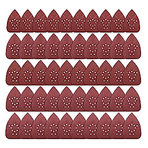 S SATC Mouse Detail Sander Sandpaper 50 PCS Mouse Sanding Pads 12 Hole Mouse Sandpaper Assorted 60/80/120/150/220 Grits