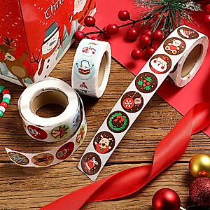 6 Rolls 3000 Pieces Christmas Stickers Round Adhesive Labels Xmas Decorative Stickers Christmas Stickers Labels Roll 1 Inch 48 Designs for Cards Envelopes Boxes
