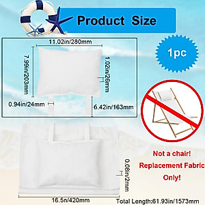 GORGECRAFT 44x16 Beach Sling Chair Canvas Cloth with Pillow 1.5mm Thick White Casual Lounge Chair Replacement Canvas Outdoor Folding Chair Fabric for Patio Beach Sunbathing Garden Courtyard