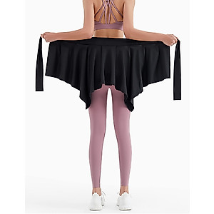 Kiench Women's Gym Athletic Wrap Skirts Tennis Yoga Running Tie Up Cover Up S M L XL Black