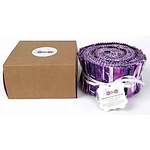 Soimoi 40Pcs Tie Dye Print Cotton Precut Fabrics for Quilting Craft Strips 2.5x42inches Jelly Roll - Purple