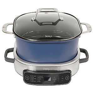 Ninja MC1101 Foodi Everyday Possible Cooker Pro, 8-in-1 Versatility, 6.5 QT, Replaces 10 Cooking Tools, Faster Cooking, Family-Sized Capacity, Adjustable Temp Control, Midnight Blue (Renewed)