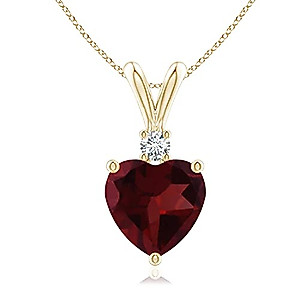 Angara Natural Garnet Solitaire Pendant Necklace for Women in 14K Yellow Gold (Grade-A | 8mm) January Birthstone Jewelry Gift for Women | Birthday | Wedding | Anniversary