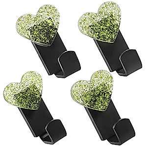 mookaitedecor Set of 2 Peridot Heart Shape Healing Crystal Coat Hooks Wall Mounted, Decorative Wall Hanger for Bathroom Kitchcen Hanging