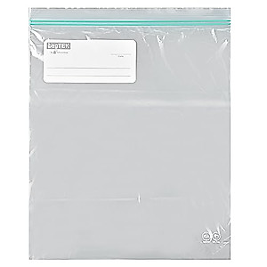Restaurantware Bag Tek 2 Gallon Storage Zip Bags 25 Disposable Zipper Pouch Bags - Double Zipper Greaseproof Clear Plastic Zip Bags With Write-On-Label For Food Organization And Storage