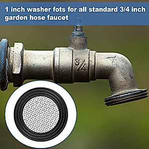 20 Pieces Stainless Steel Filter Garden Hose Washer Seal O Ring Gasket Rubber Washer with 40 Mesh for 3/4 Inch Garden Hose and Water Faucet
