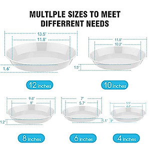 UPMCT 6 Pack Plant Saucer, 4 6 8 10 12 Inch Durable Plant Tray Flower Pot Saucer Round Pallets for Indoors and Outdoor, Plant Container Accessories (10 Inch, White)