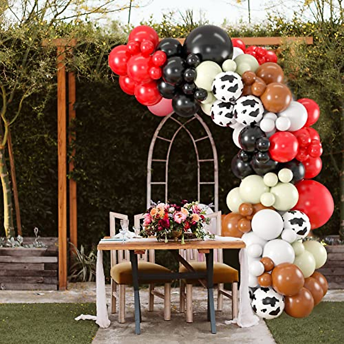 Cow Balloons Garland Arch Kit, Red White Black Cow Print Farm Animal Theme Party Balloon Garland Arch Kit Red Balloons for Kid's Birthday Party Baby Shower Party Supplies