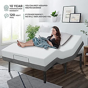 Renanim Adjustable Bed Frame with 12" Mattress Included Electric Massage - USB, Under Bed Light, Luxury Cooling Gel Memory Foam Mattress, App Control, Zero Gravity, Head and Foot Incline Base Twin XL