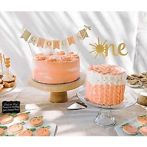 Cake Topper for Baby 1st Birthday - Gold Glitter Sunshine First Anniversary Shower Topper, Single-sided Sun ONE Birthday Cake Smash Topper For Photo Booth Props, Party Cake Decorating Supplies