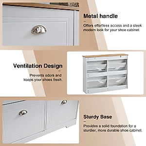 Alaxgumrol Shoe Storage Cabinet with 4 Flip Drawers - 40.2" Slim Shoe Cabinet for Entryway, Freestanding Shoe Cabinet with Adjustable Shelf & Anti-Tipping, Hidden Shoe Cabinet for Foyer, Hallway