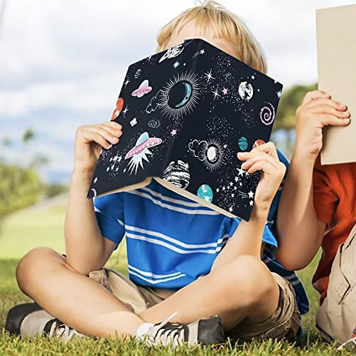 Tongluoye Planets Stars Book Covers for Girls Boys Fashion Moon Spirals Book Sleeve Protector with Humanize Design Durable Reusable Book Pouch for School Books Novels Hardcover Nice Gifts