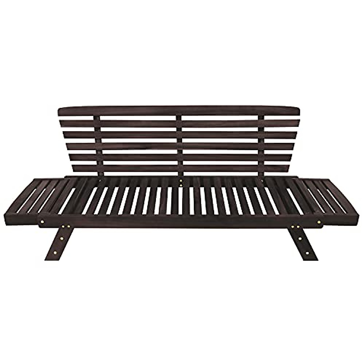 Goohome Outdoor Futon, Outdoor Daybed Cushion Patio Sofa, Adjustable Convertible Wooden Patio Loveseat Sofá Chaise Lounge Sectional Furniture Set, for Balcony, Backyard, Poolside