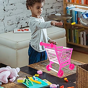 STOBOK Baby Push Car 1pc Mini Supermarket Cart Toys Simulated Shopping Cart for Kids Grocery Shopping Cart Store Trolley Pretend Play, Assembly Required, Ages 3+ Desk Topper