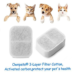 OWNPETS Replacement Cotton Activated Carbon Filters for Cat Dog, Pet Water Drinking Fountain 3 Packs