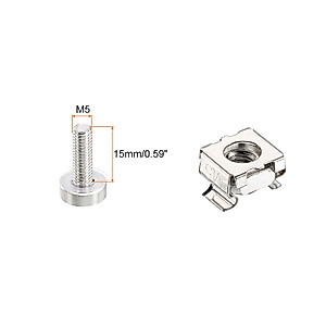 PATIKIL Rack Mount Cage Nuts M5x15mm Mounting Screws Iron Nickel Plated for Server Rack Cabinets with Washers, Silver Tone 10 Sets